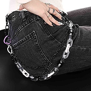 Bounzhi Cute Pants Jean Chain Layered Keychain Punk Colorful Pendants Heart Pocket Trousers Chain Hiphop Rock Wallet Chains Body Jewelry for Men and Women (Black)