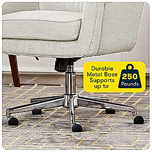 Serta Ashland Modern Office Chair, Stylish Mid-Back DeskChair, SertaQuality Foam, MemoryFoam Cushion, Comfy Armchair with Wheels, VanityChair, Metal Base, Chrome Finish, Ivory