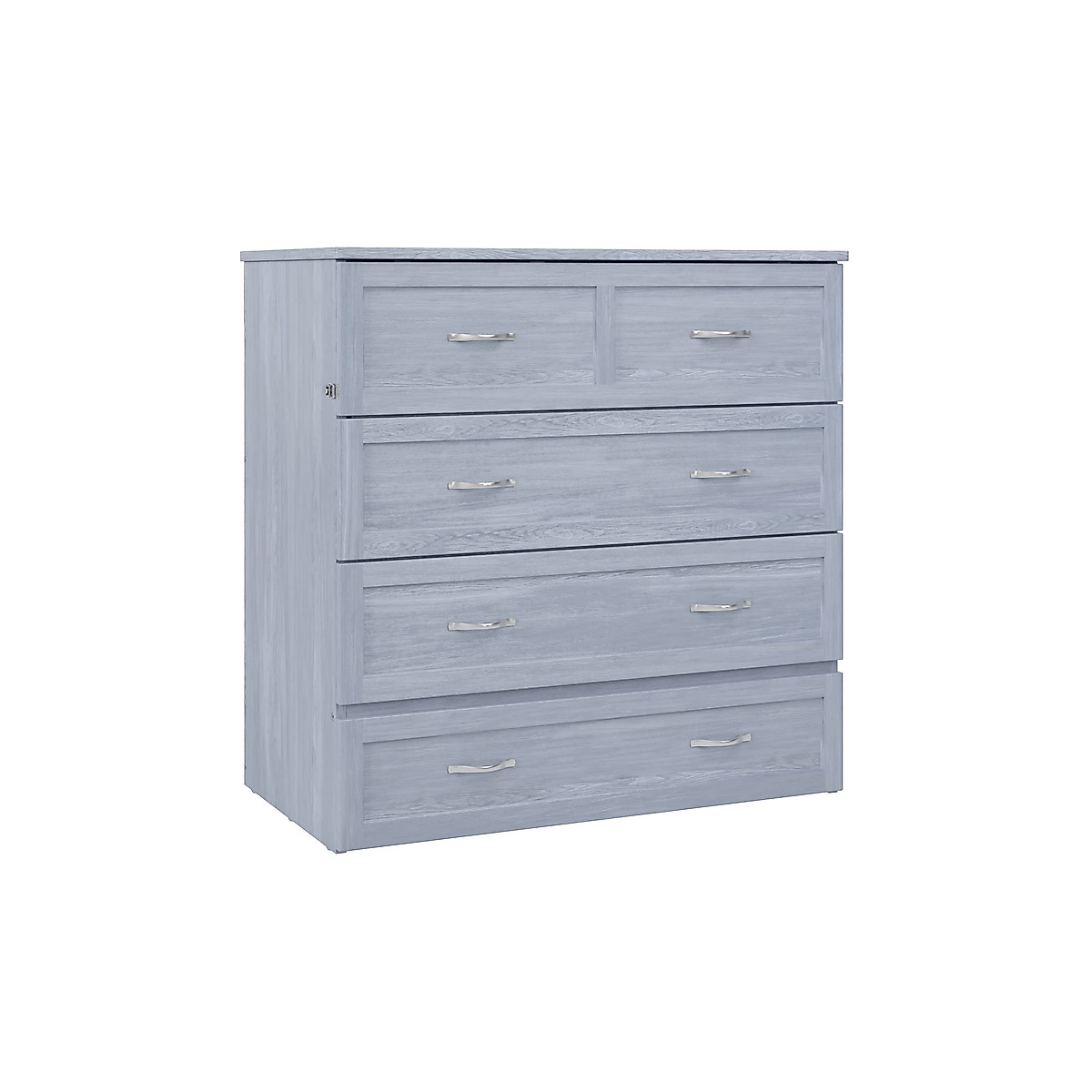 AFI Northfield Twin XL Size Murphy Bed Chest with Mattress, Storage, & Built-in Charger in Driftwood