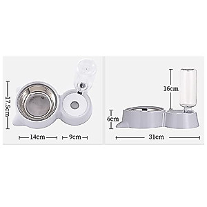 FUUIE Bowls for Food and Water Automatic Pet Cat Dog Feeder Bowls Water Dispenser Kitten Drinking Bowl Dogs Feeder Food Dish Stainless Steel Pet Bowl Goods (Color : Gray)
