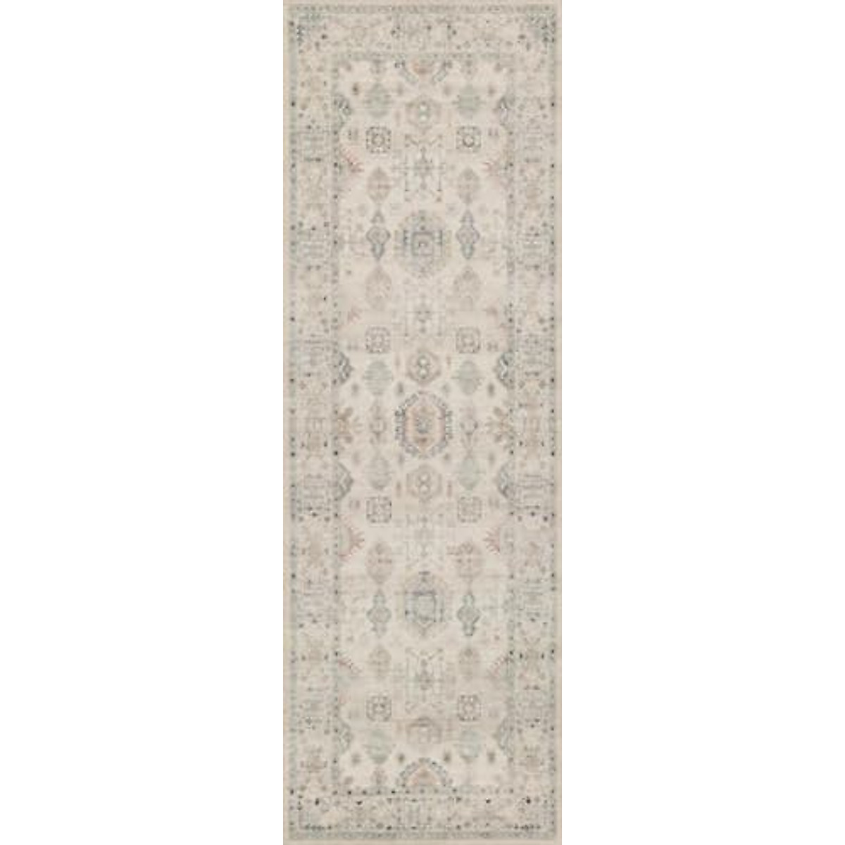 Loloi II Hathaway Collection HTH-06 Blush/Multi 9'-0" x 12'-0", .25" Thick, Area Rug, Soft, Durable, Printed, Modern, Low Pile, Non-Shedding, Easy Clean, Living Room Rug