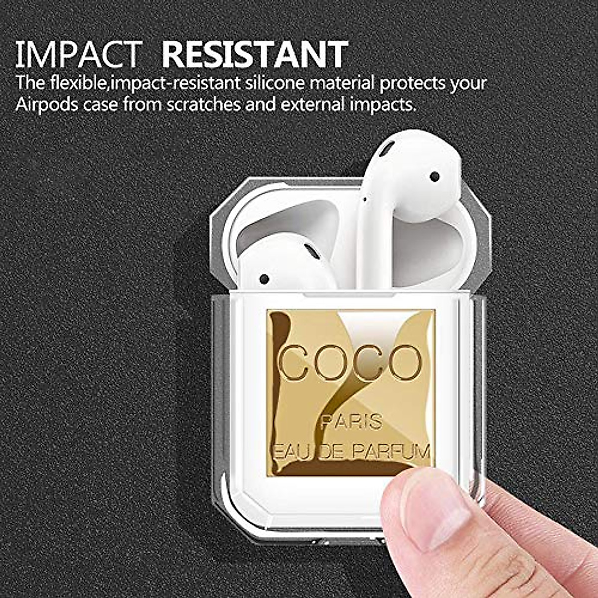 AirPods Case Perfume Bottle Design with Keychain & Fur Ball Soft Silicone Shockproof Cute AirPod Cases Cover Skin for Girls and Women - AirPods 2/1