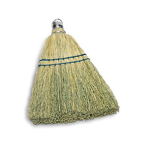 Rubbermaid Commercial 12 Inch Corn Whisk Broom, Yellow, Flagged Natural Bristles for Multi-Surface Sweeping, Remove Dirt and Debris from Porches, Floors Decks, Driveways, Sidewalks