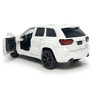 Grand Cherokee Trackhawk Toy Car SUV Diecast Model Car 1/36 Scale Pull Back Vehicle Zinc Alloy Casting Metal, Doors Open, Toys for Boys Kids Birthday Gifts Adults Mens Collection, White