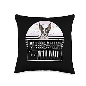 Synth Music Producer Keyboard Synthesizer Jack Russell Terrier Dog Modular Synthesizer Keyboard Throw Pillow, 16x16, Multicolor
