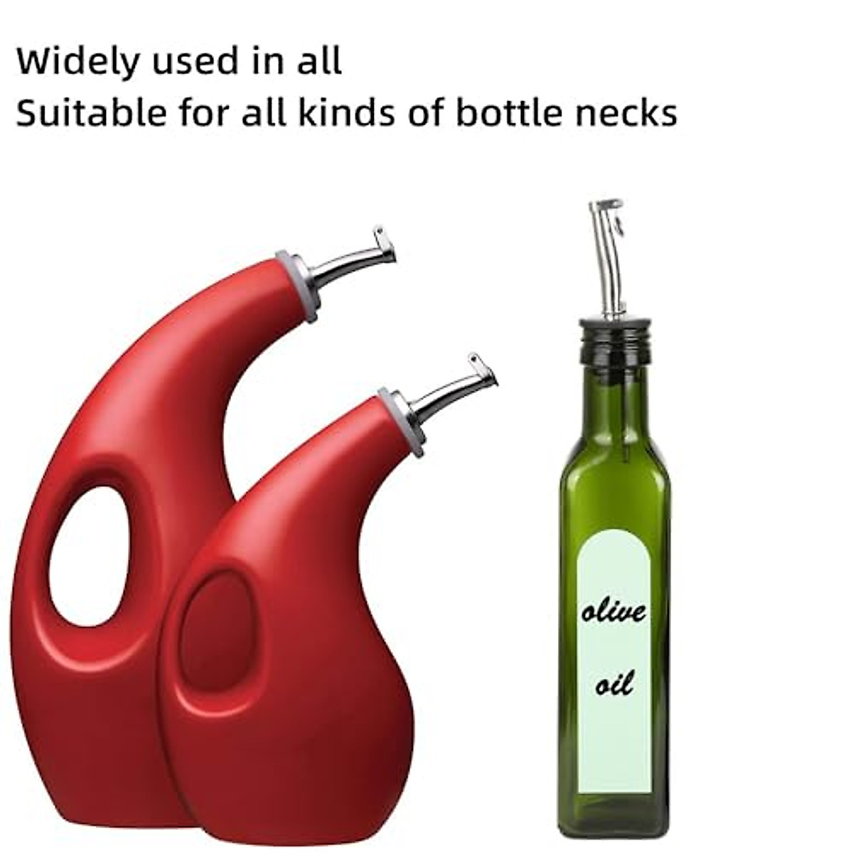 Pour Spouts for Olive Oil Pourer 7 Pcs Free flow Pourers Rubber Stoppers Sets for Liquor Spirits Wine Alcohol Syrup Bottles Drizzle Drip Spout Bottle Speed Pourer