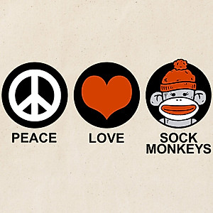CafePress Peace Love Sock Monkeys Tote Bag Natural Canvas Tote Bag, Reusable Shopping Bag