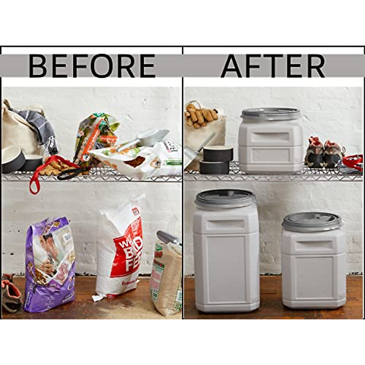 Mighty Tuff 13 Gallon/up to 54 Pound Pet Food Storage Container with Airtight Lid and Built-In Handles for Easy Transport, Made for Durable and Versatile Storage