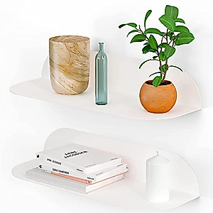 BLANCK Floating Shelves, Set of 2, Metal, Wall Mounted Shelves for Living Room, Bedroom, Bathroom, Office, Kitchen, 17”(L) x 6”(D) (White)