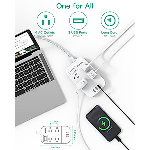 10FT Power Strip with 9 AC Outlets + 10FT Power Strip with USB