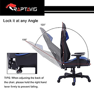 RAPTAVIS Gaming Chair Computer Ergonomic Office Chair Backrest and Seat Height Adjustable Swivel Recliner with Lumbar Cushion Esports Mesh Chair(Blue/Mesh)