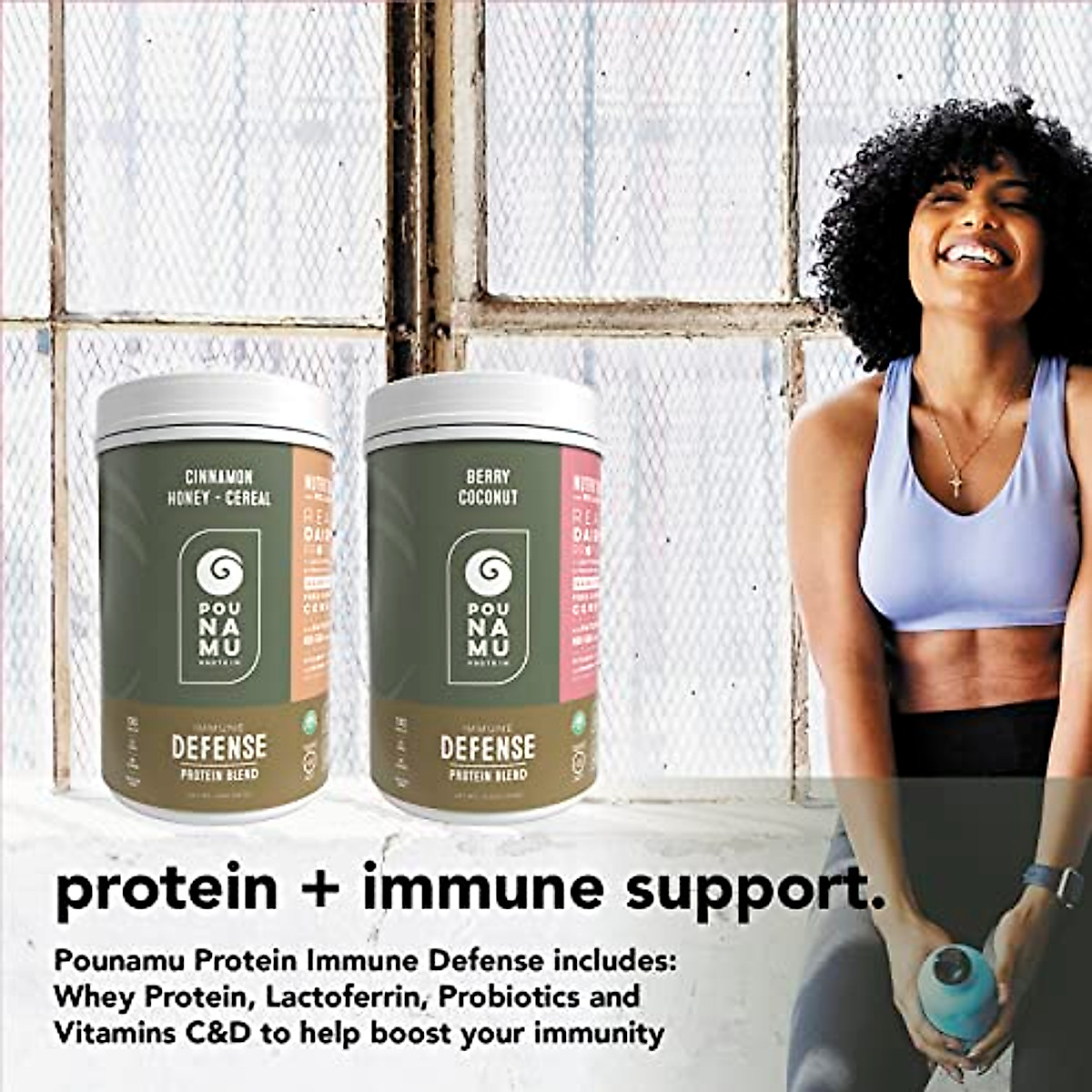 Pounamu Immune Defense Berry Coconut Protein Powder Blend | Grass-Fed, Free-Range New Zealand Whey Protein + Lactoferrin + Probiotics + Vitamins C & D for Immune and Digestive Health 14.4OZ