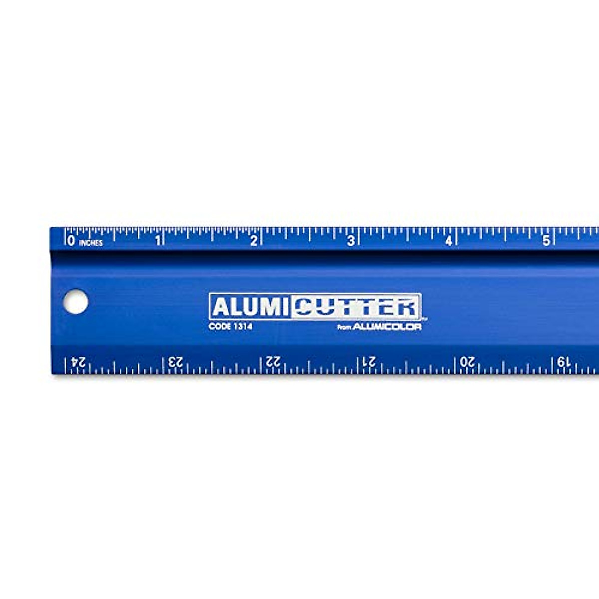 Alumicolor AlumiCutter Aluminum Straight Edge w/Blade for Office, School, Engineering and Framing, 24IN, Blue