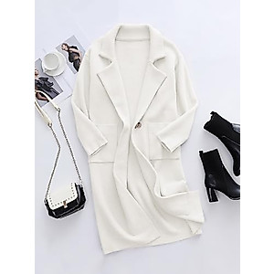 ANRABESS Women Fall Coat Long Sleeve Jacket Coatigan Open Front Button Pockets Long Cardigan Oversized Slouchy Sweater Coat 2023 Trendy Clothes B1132mibai-L