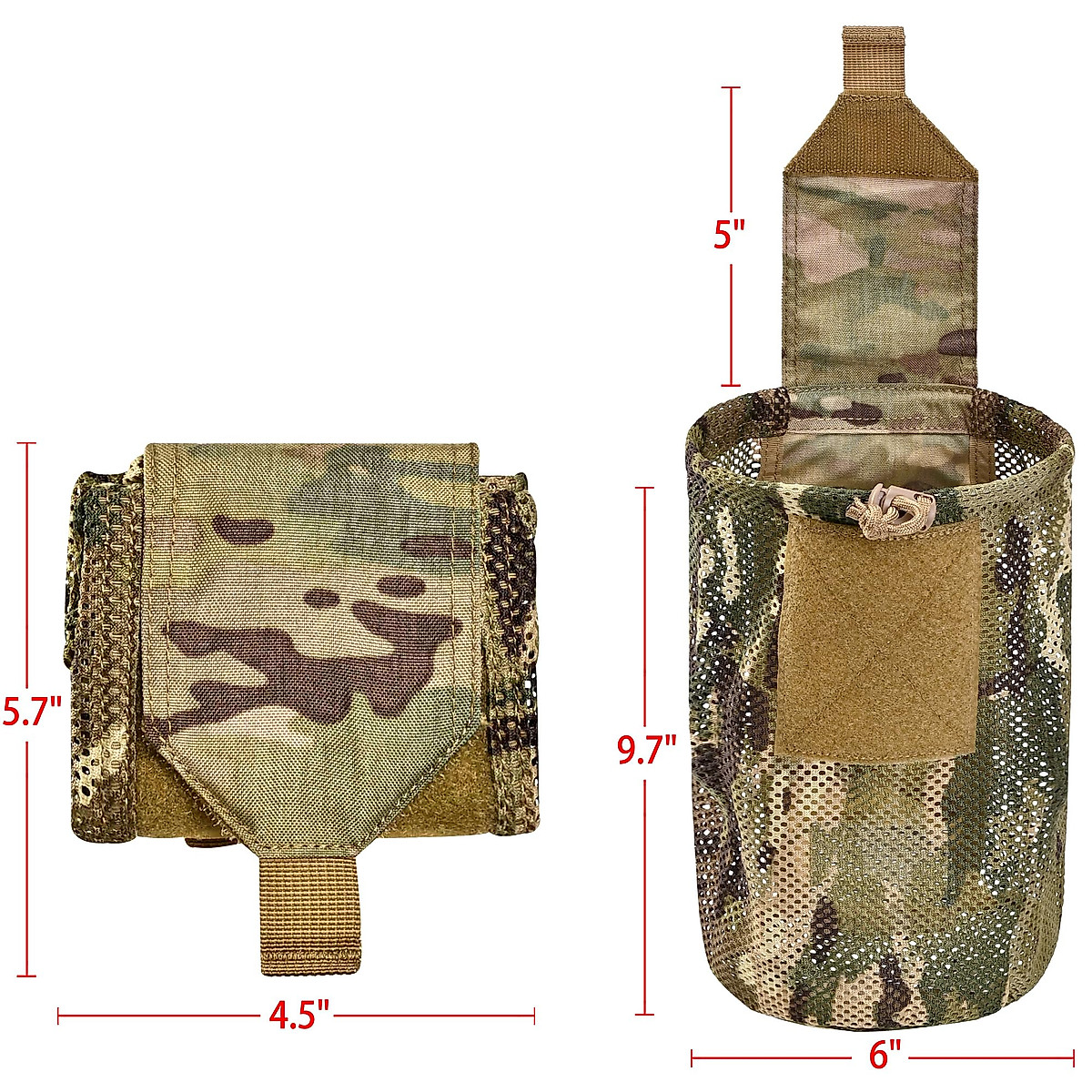 Molle Dump Pouch Belt Mount,SABADO Drawstring Bag Folding Tactical Pouches,Roll Up Mesh Dump Pouch Tool Pack for Carrier Vest Belt