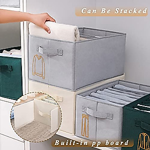 LVQING Clothes Drawer Organizers，Wardrobe Clothes Organizer Wardrobe Boxes with X-Large Compartments Clothes Organizer for Closet with Support Board Sturdy and Stackable Bins for Wardrobe