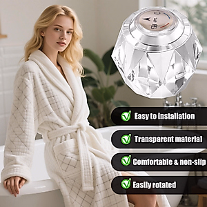 Ryutain Crystal Glass Faucet Handle, Hot and Cold Temperature Control, Diamond-Cut Design，Compatible with Delta Faucet RP2391，Suitable for Showers/bathtubs.QXBS-1