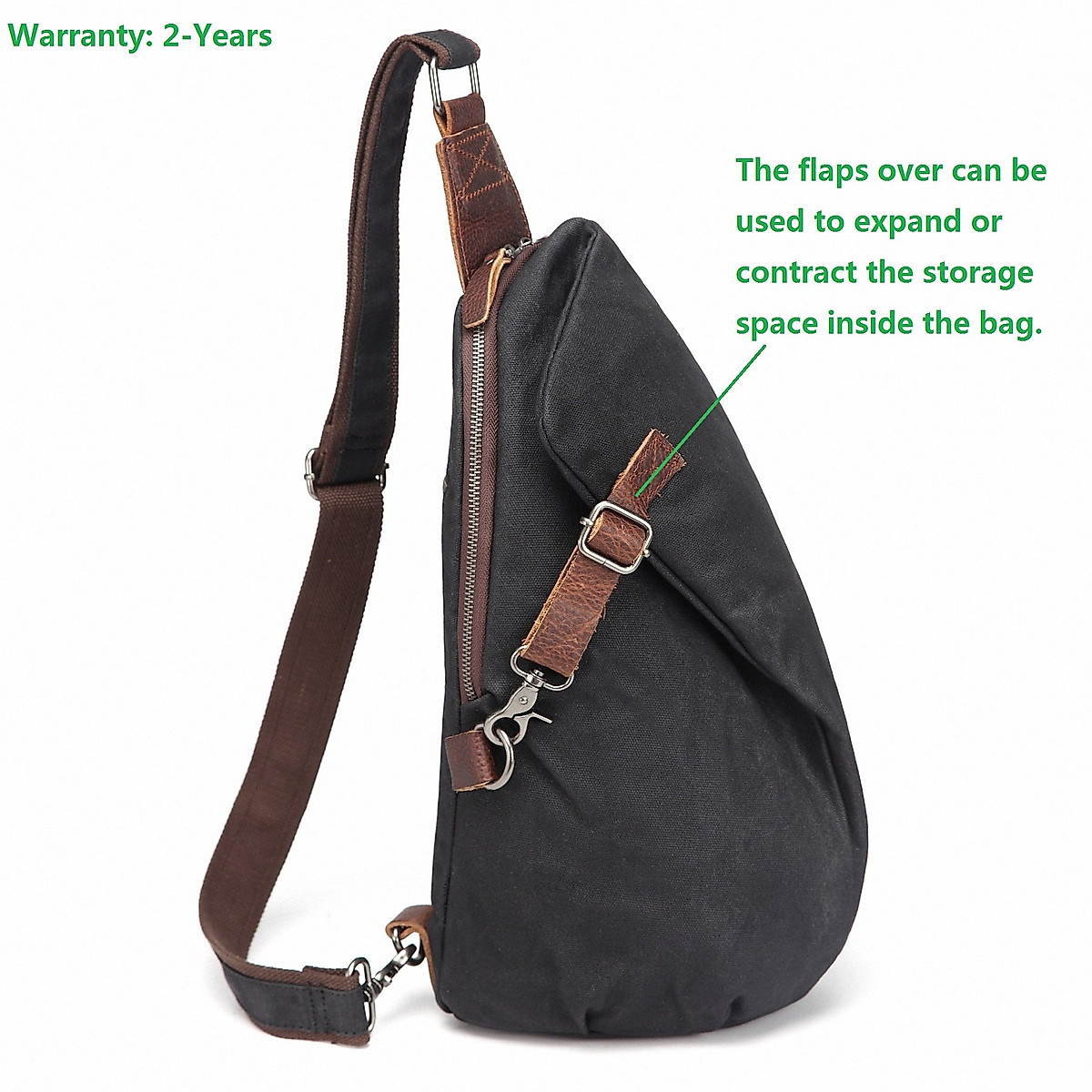 AOTIAN Unisex Sling Backpack Waxed Canvas Crossbody Bag Daypack 10 Liters, Height 14.5 Inches