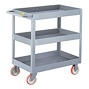 Little Giant 3DS2436X3-5PY Shelf Truck, 1200 lb. Capacity, 5" Poly, 3" Deep, 3 Shelves, 41.5" Length, 24" Width, 35" Height