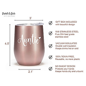 Violet and Gale Aunt Gifts from Niece - Great Gift for Aunts 12oz Auntie Wine Glass Tumbler Best Aunt Ever Birthday Mug Cup