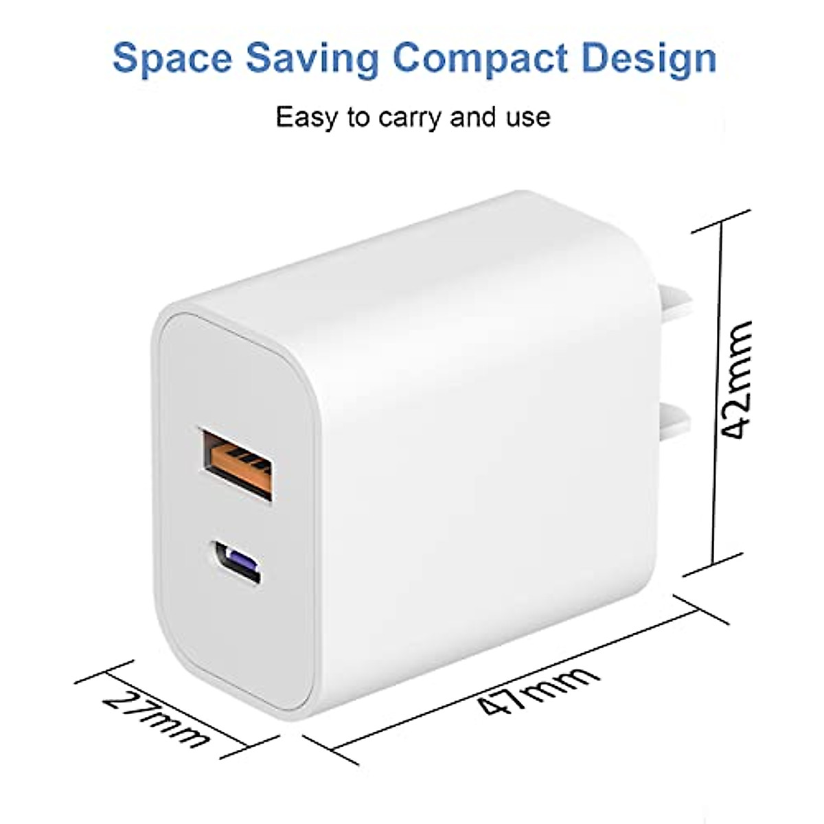 [3 Pack] USB C Wall Charger, 20W Dual Port PD Power Adapter Fast Charging Block for iPhone 14/14 Pro/14 Pro Max/14 Plus/13/12/11, XS/XR/X, iPad Pro, Google Pixel, Samsung Galaxy and More