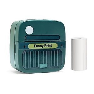 HXBER Mini Printer, Mini Pocket Printer Portable Thermal Instant Photo Printing Label Maker Machine BT Wireless Connect Compatible with Android or iOS APP Support Receipt Label Memo Sticker Notes