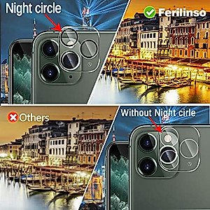 Ferilinso [6 Pack] 3 Pack Tempered Glass Screen Protector + 3 Pack Camera Lens Protector for iPhone 11 Pro Max (6.5''), HD Clarity 9H Glass Screen Protector
