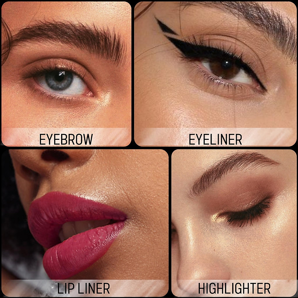 ESOTERIQUE 4 in 1 Makeup Pen, Eyeliner, Lip Liner, Brow Pencil, and Highlighter in One Pencil, Easy-To-Apply and Compact for Travel - Cruelty-Free & Vegan, Shade 03