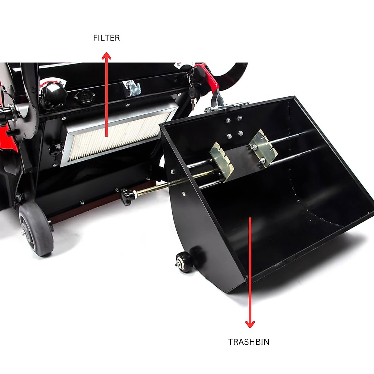 41.3" Battery-Powered Walk-Behind Floor Sweeper, Triple Brushes, Water Sprinklers, 64,500 sq ft/hr, Industrial and Commercial Use
