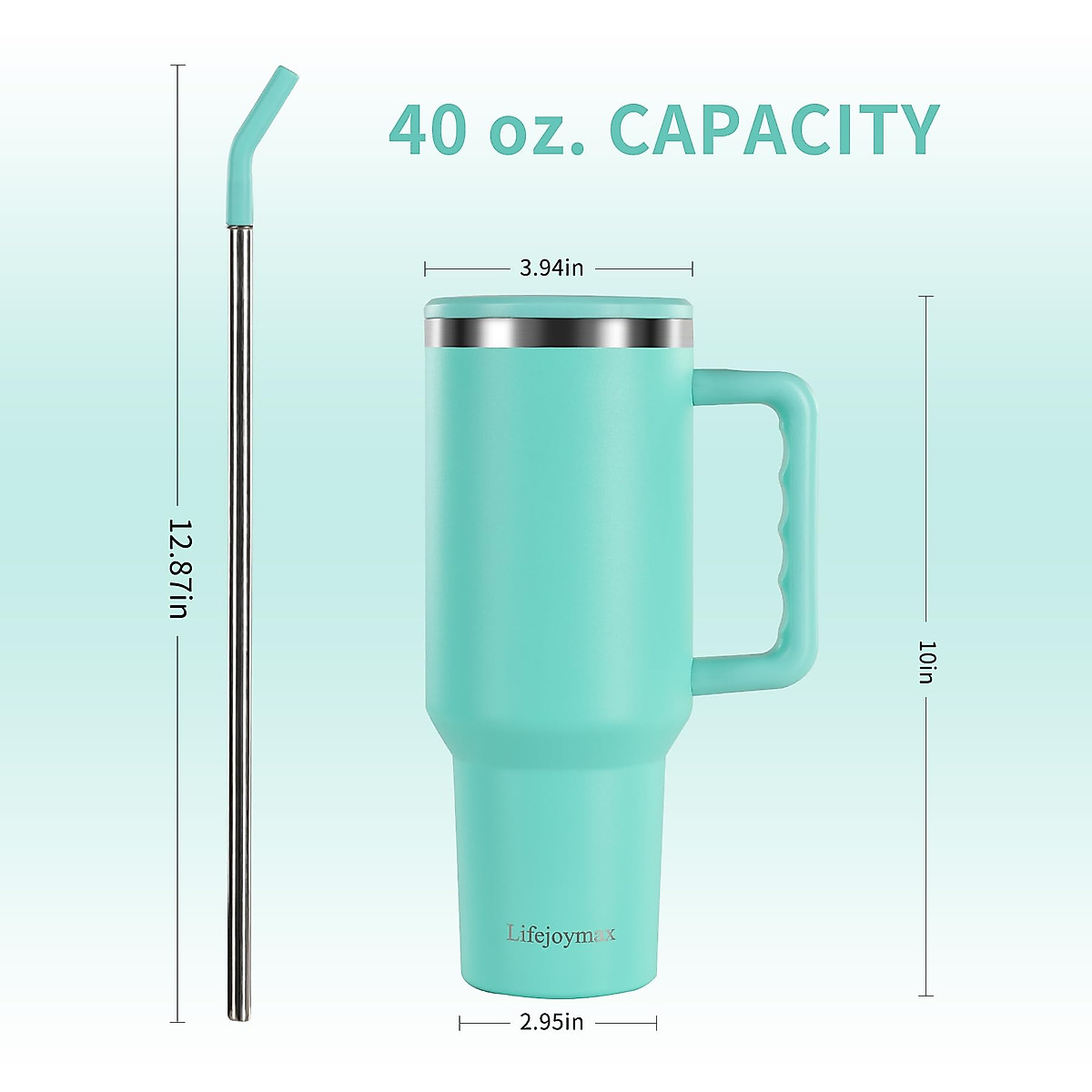 Lifejoymax 40 oz Tumbler with Handle and Straw Lid - Vacuum Insulated Tumbler Stainless Steel Insulated Cup Water Bottle Coffee Travel Mug Spill Proof Leak Proof Reusable Tumblers 40 Ounce - Blue