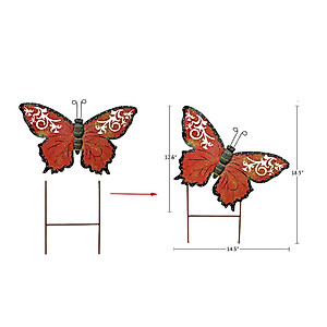 18.5 Inch Metal Butterfly Garden Stake Outdoor Decorative Stakes Butterfly Decor Whimsical Butterfly Stake Yard Art Ornaments (Red)