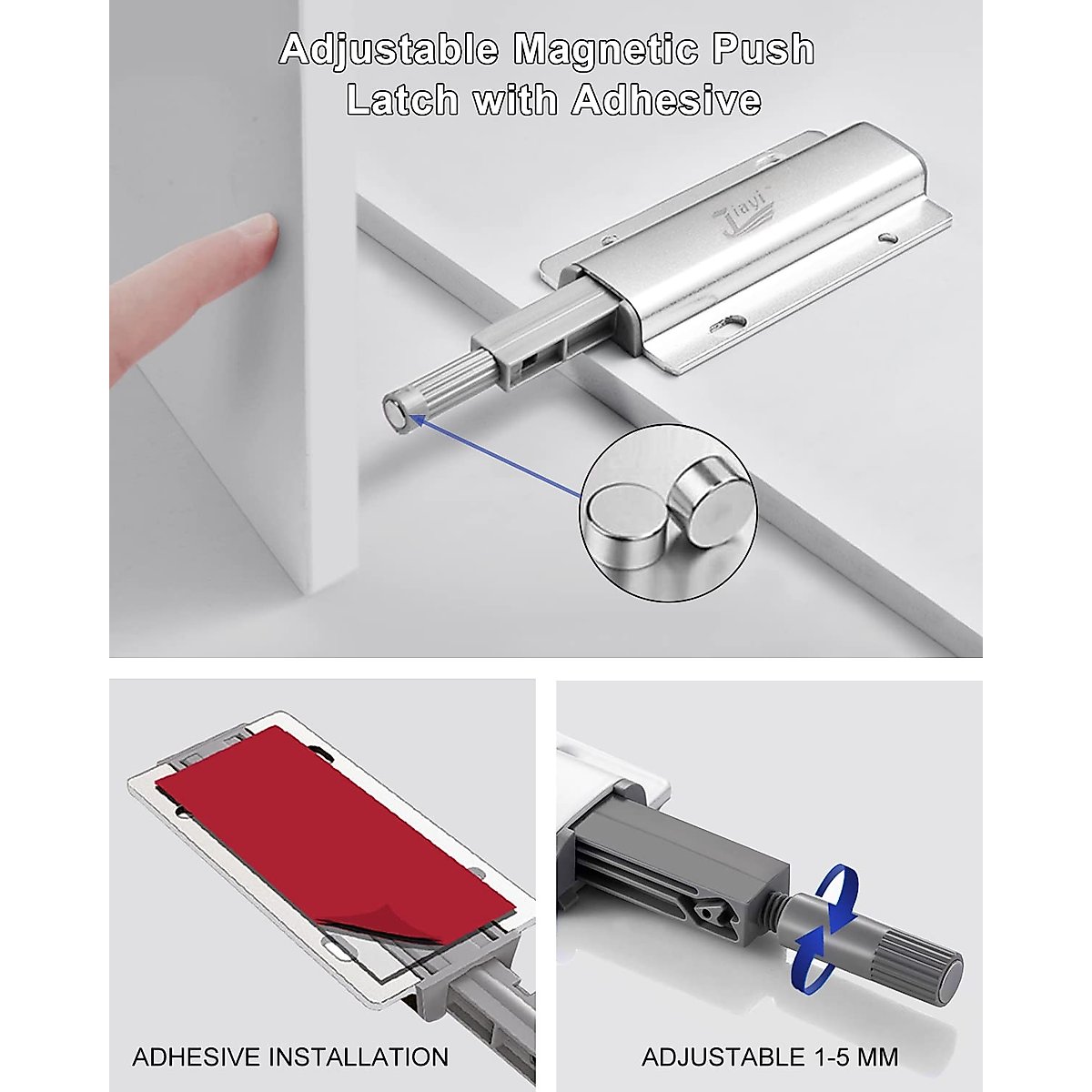 Magnetic Push Latches for Cabinets Jiayi 10 Pack Push to Open Door Latch Heavy Duty Touch Latches Kitchen Door Push Release Latch for Drawer Closure Push Catch Press Out Cabinet Hardware