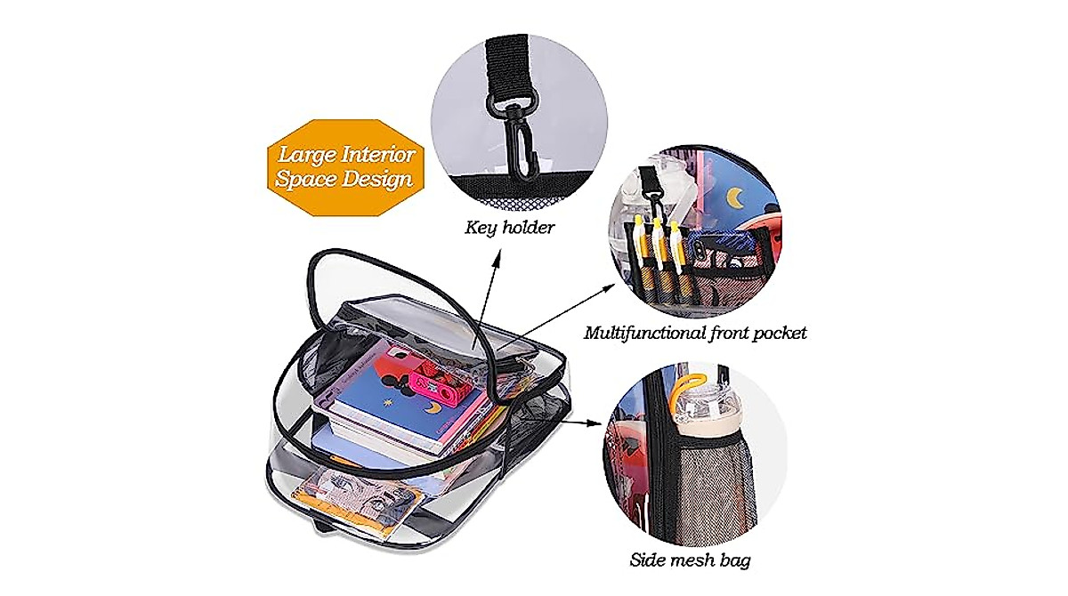 Personalized Clear Backpack with Name - Custom PVC Transparent Bag