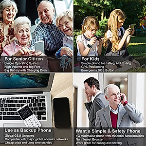 Easyfone Prime-A7 4G Big Button Cell Phone for Seniors | Easy-to-use | Clear Sound | 2.0'' HD Display | SOS Button w/GPS | Unlocked (T-Mobile & MVNOs) | 1500Mah Battery and Charging Dock (Black)