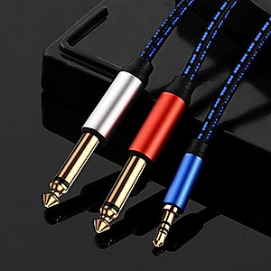 NC XQIN 3.5mm 1/8" TRS to Dual 6.35mm 1/4" TS Mono Stereo Y-Cable Splitter Cord Compatible for iPhone, iPod, Computer Sound Cards, CD Players, Multimedia Speakers and Home Stereo Systems 30FT