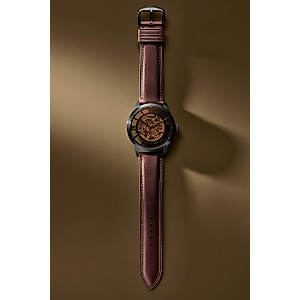 Fossil Men's Townsman Automatic Stainless Steel and Leather Three-Hand Skeleton Watch, Color: Black, Cognac (Model: ME3098)