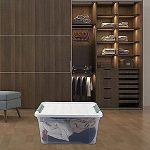 Parlynies 4-Pack Large Stackable Storage Boxes, 35 Quart Plastic Storage Bins with Lid, Clear