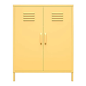 Novogratz Cache 2 Door Metal Locker Storage, Yellow Cabinet