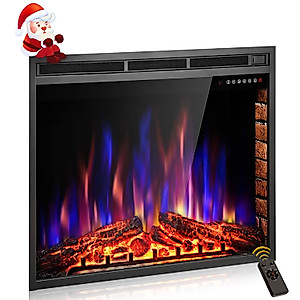 XBeauty 36 Inch Fireplace Inserts Electric Heater with Touch Screen,5 Flame Color & Timer Control,750W-1500W and Remote Control.