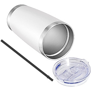 VEGOND 20oz Tumbler with Lid and Straw Stainless Steel Tumbler Cup Bulk Vacuum Insulated Double Wall Travel Coffee Mug Powder Coated Coffee Cup(White 6 Pack