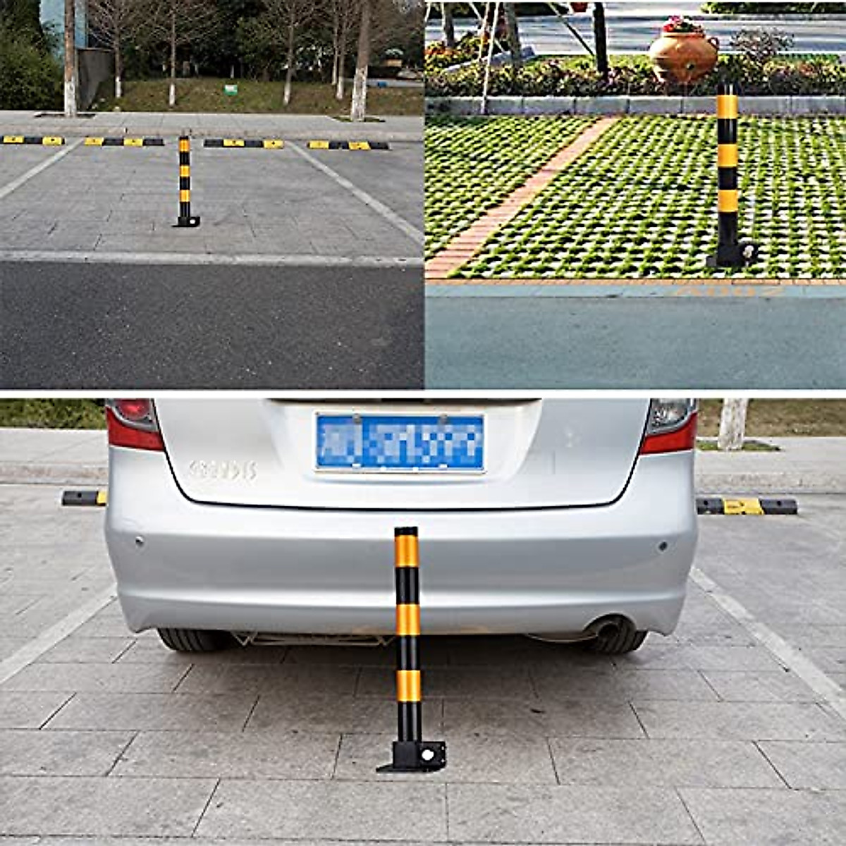Car Parking Space Lock Lockable Folding Security Post Parking Post Easy Installation with Keys (Black Yellow) (Yellow red)