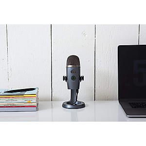 Blue Microphones Yeti Nano USB Microphone (Shadow Gray) Bundle with Studio Headphones and Pop Filter Compatible with Blue Sherpa Companion App (3 Items)
