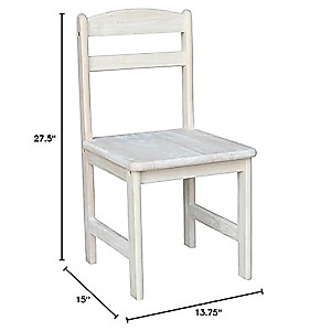 International Concepts Juvenile Chair, 13.75" W x 15" D x 27.5" H, Unfinished