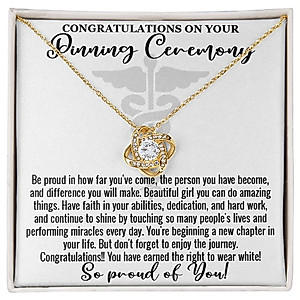 Pinning Ceremony Nursing School Student Graduation New Nurse Practitioners Managers LPN LVN Love Knot Necklace Gifts 14K White Gold Finish
