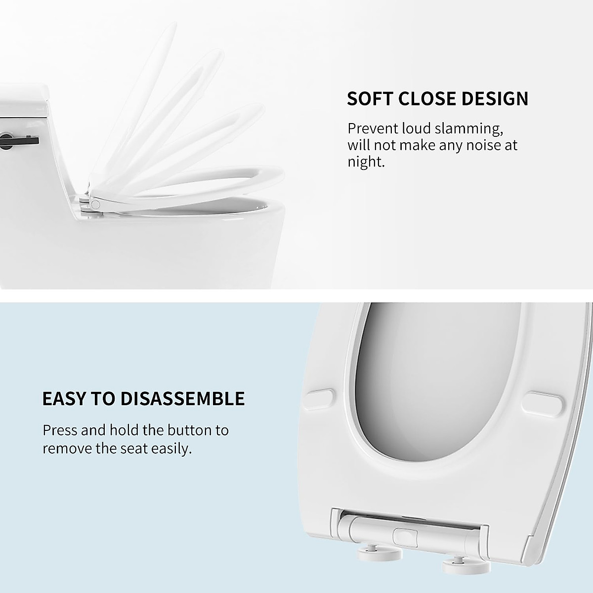 LEIVI Heated Toilet Seat with Built-in Side Control, Lid and Seat Soft Close, Auto Night Light, Easy Installation, Elongated