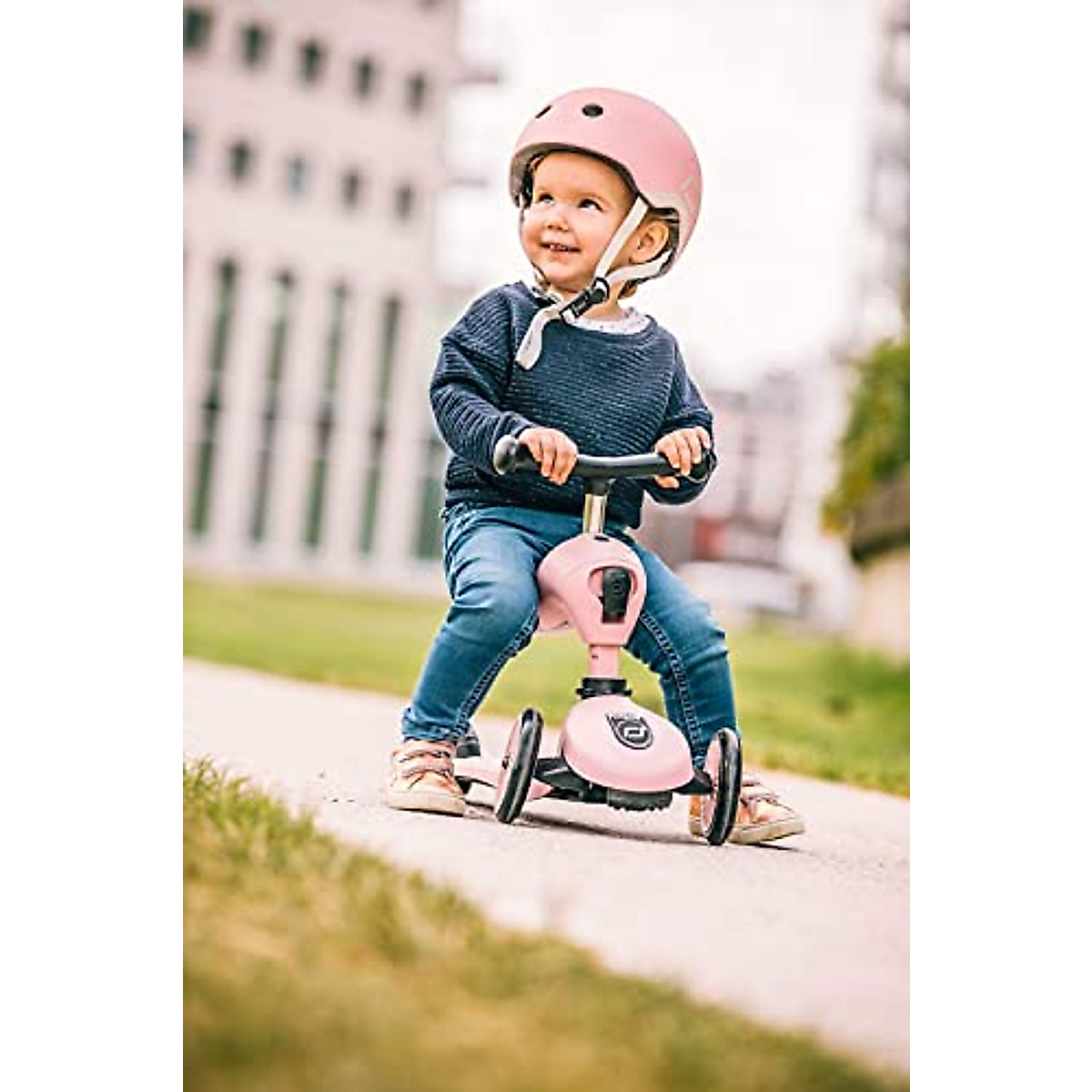 Scoot and Ride - Matte Finish Kid's Helmet with Adjustable Straps (Rose, XXS Small-Small) - Includes LED Safety Light and Soft Fleece Padding for Extra Protection