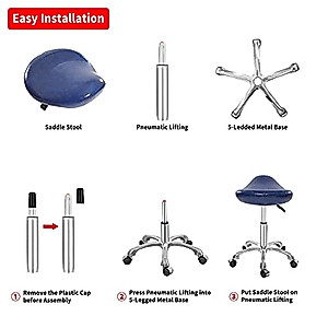 Lilfurni Saddle Stool Rolling Chair,Pneumatic Height Adjustment Stool with Wheels for Salon,Home,Office