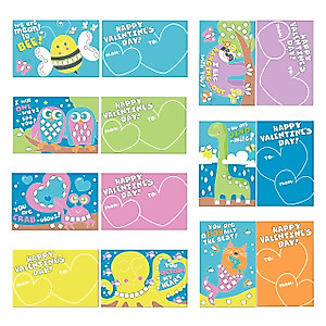 JOYIN 28 Packs Valentine Cards with Mosaic Crystal Gem Sticker Art Kits for Kids Valentine's Day DIY Craft Jewels Valentines Day Classroom Exchange Prizes and Gifts, Valentine’s Greeting Cards