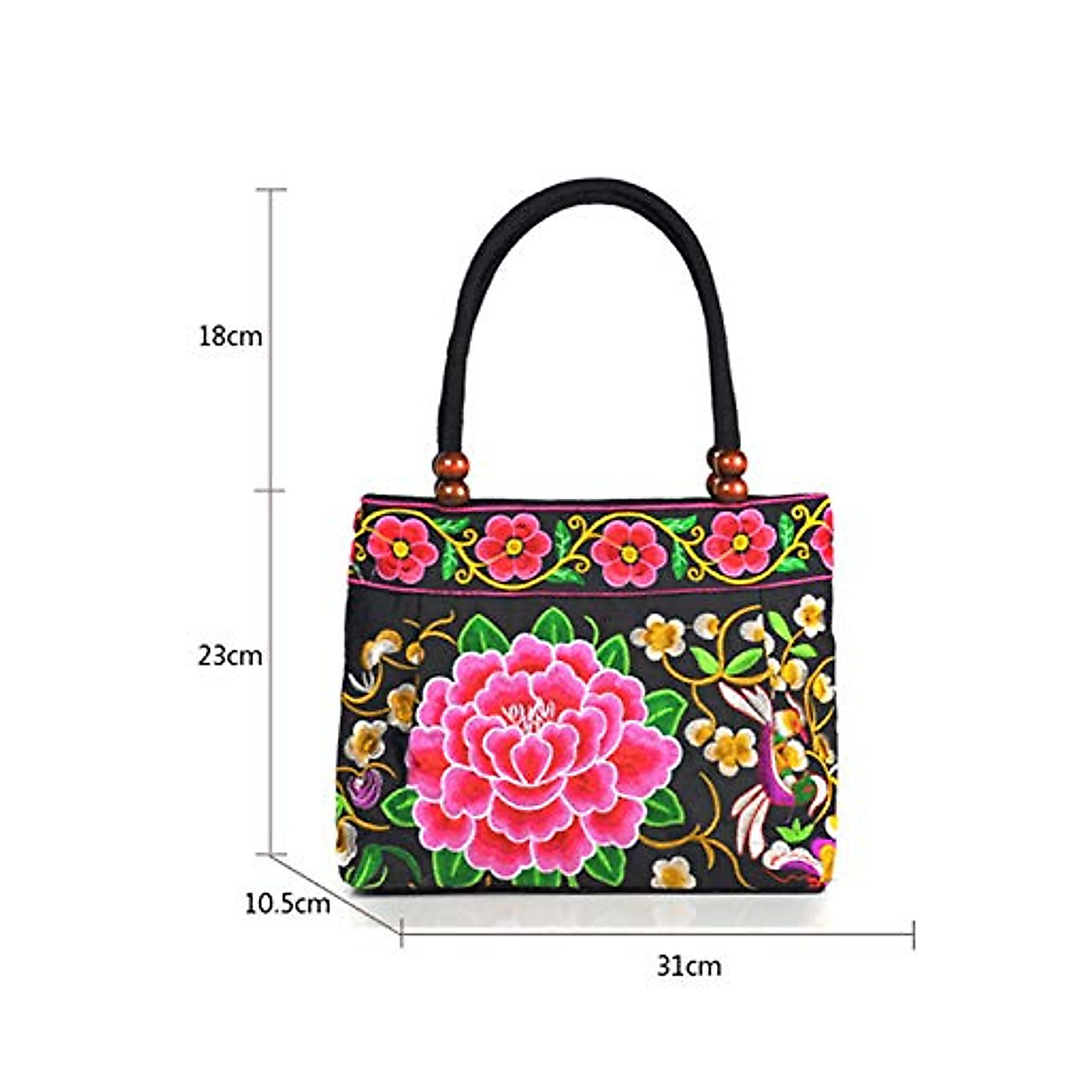 Embroidered Canvas Top Handle Handbags for Women,Ladies Casual Vintage Handbag Tote Bag