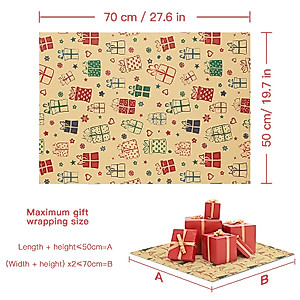BOENFU Christmas Wrapping Paper, 8 Sheets Recyclable Kraft Paper for Xmas, 70x50CM in Folded Gift Wrap Paper